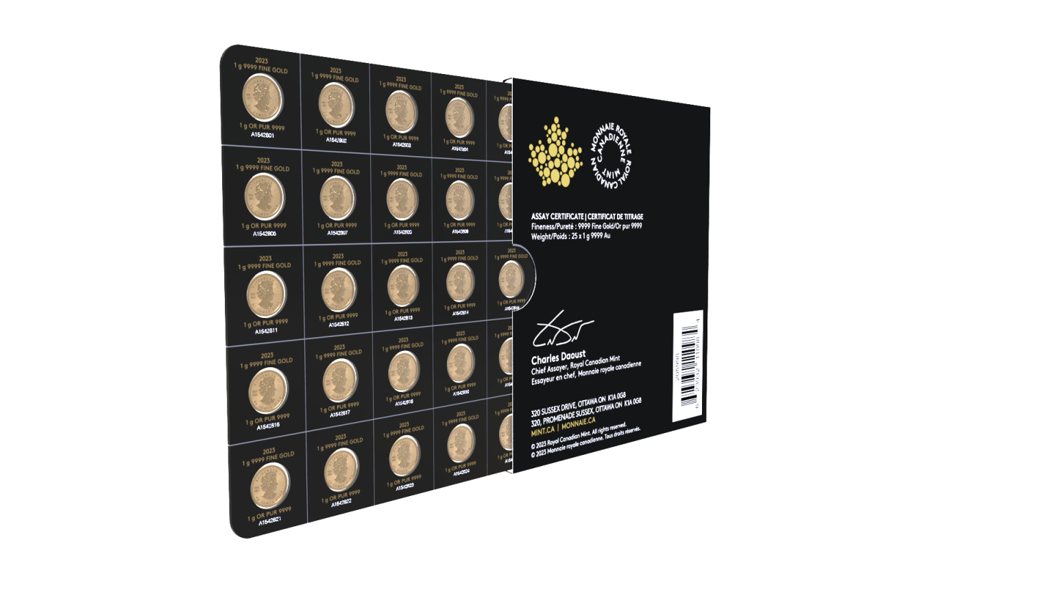 25 Gram Gold MapleGram Sheet (25 X 1 g) - Border Gold