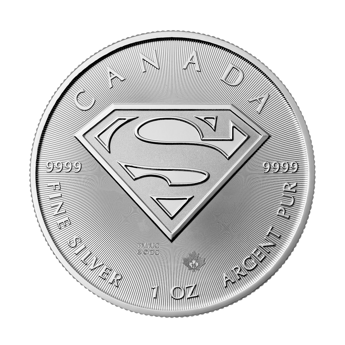 2016 $5 1-Ounce 99.99% Fine Silver Superman Coin - Border Gold