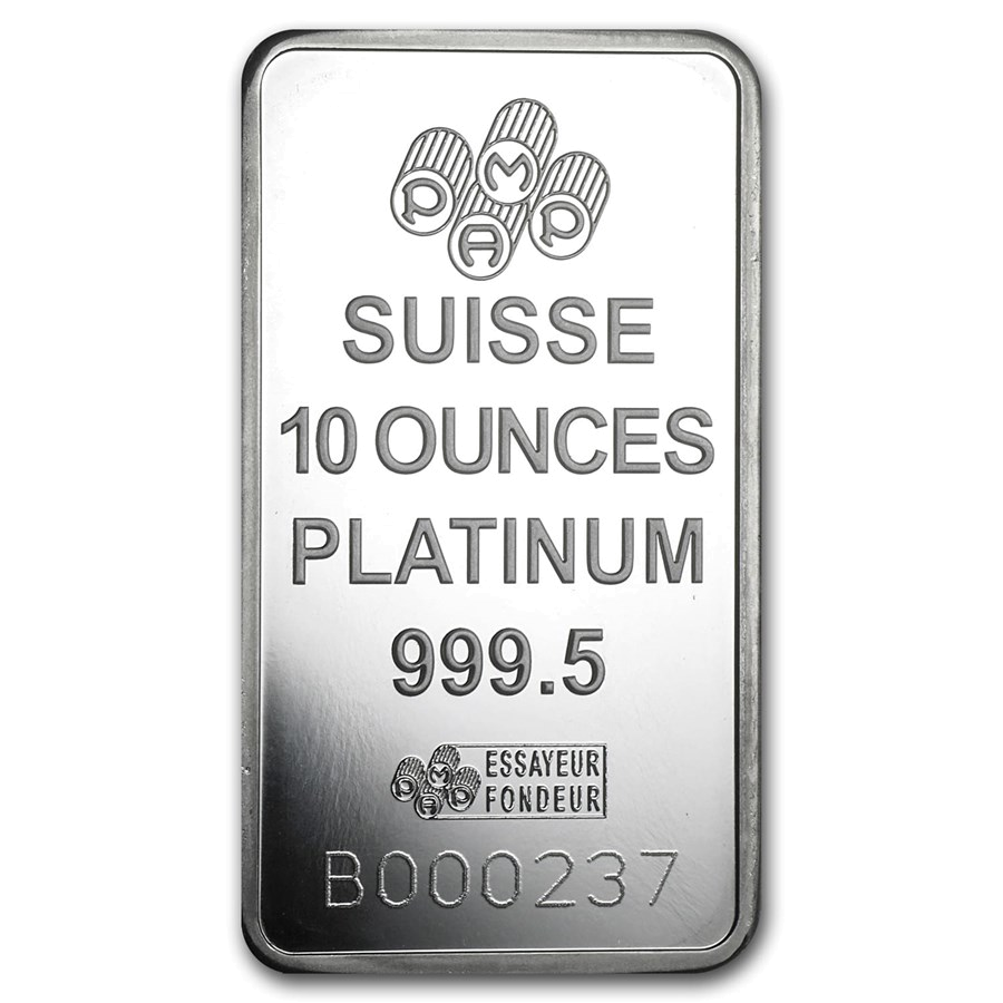 10 oz Platinum Bar - Border Gold