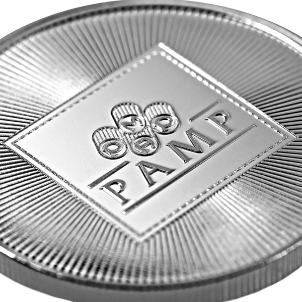 1 oz PAMP Logo Silver Round - Border Gold