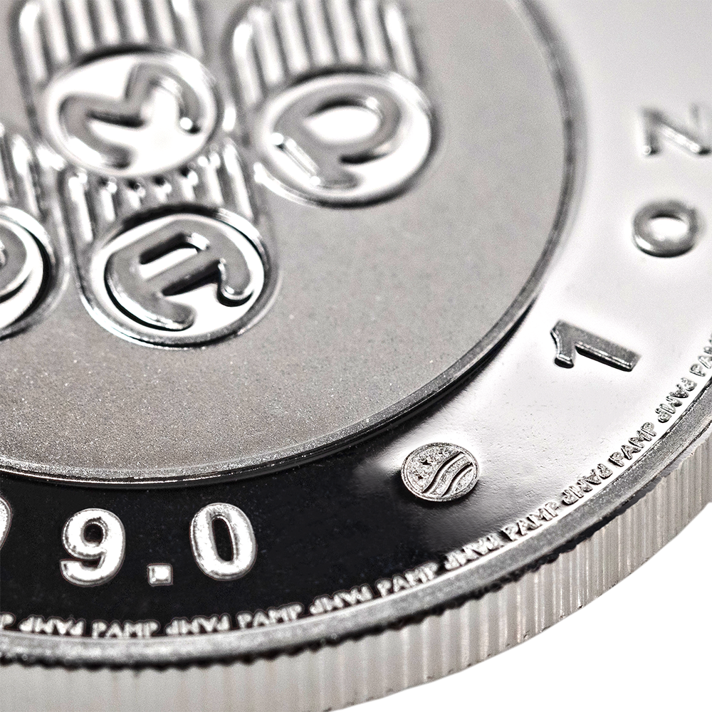 1 oz PAMP Logo Silver Round - Border Gold
